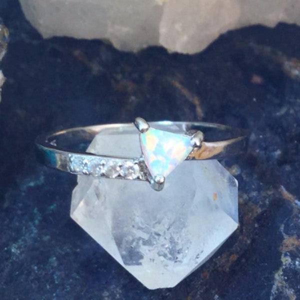 crystal opal silver ring