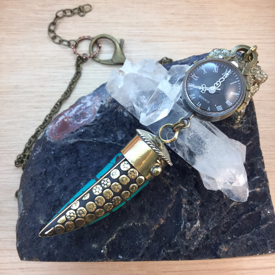 steampunk necklace clock