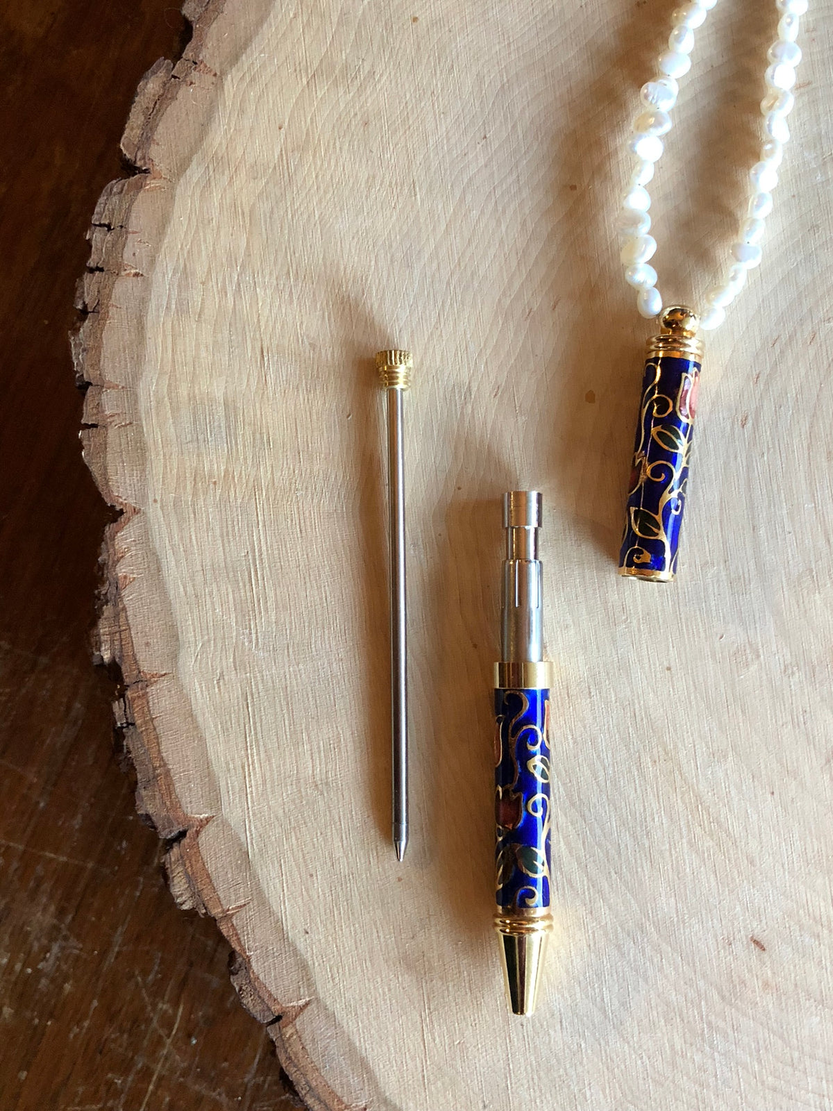 Cloisonne Pen + Pearl Necklace - AlphaVariable