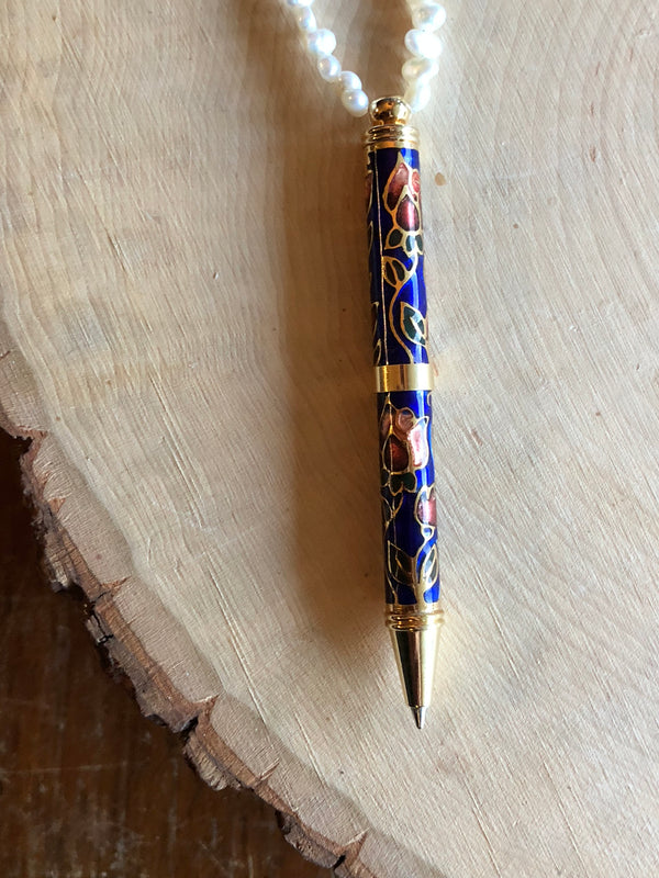 Cloisonne Pen + Pearl Necklace - AlphaVariable