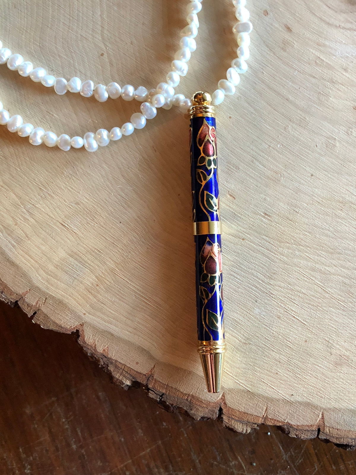 Cloisonne Pen + Pearl Necklace - AlphaVariable