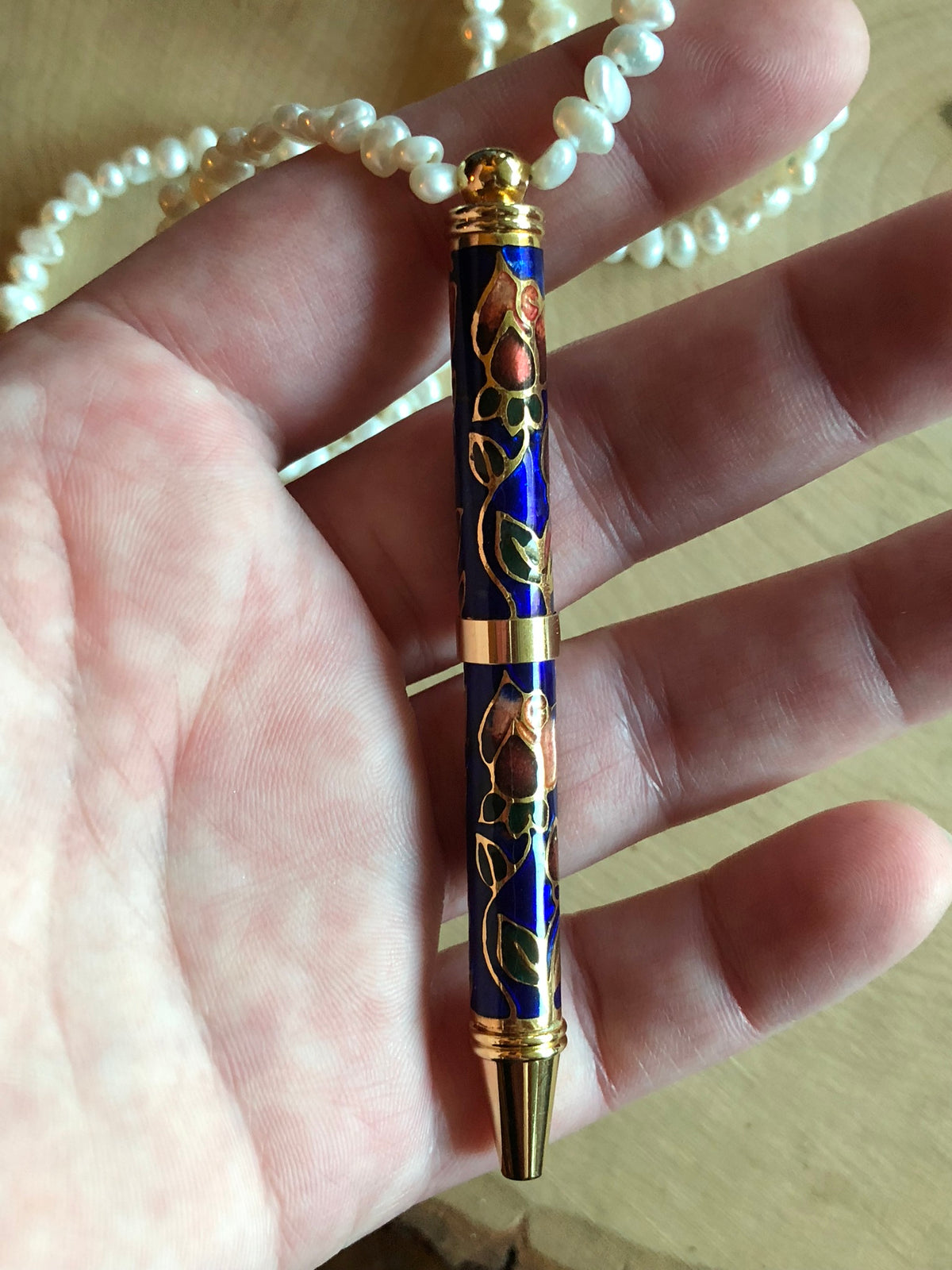 Cloisonne Pen + Pearl Necklace - AlphaVariable