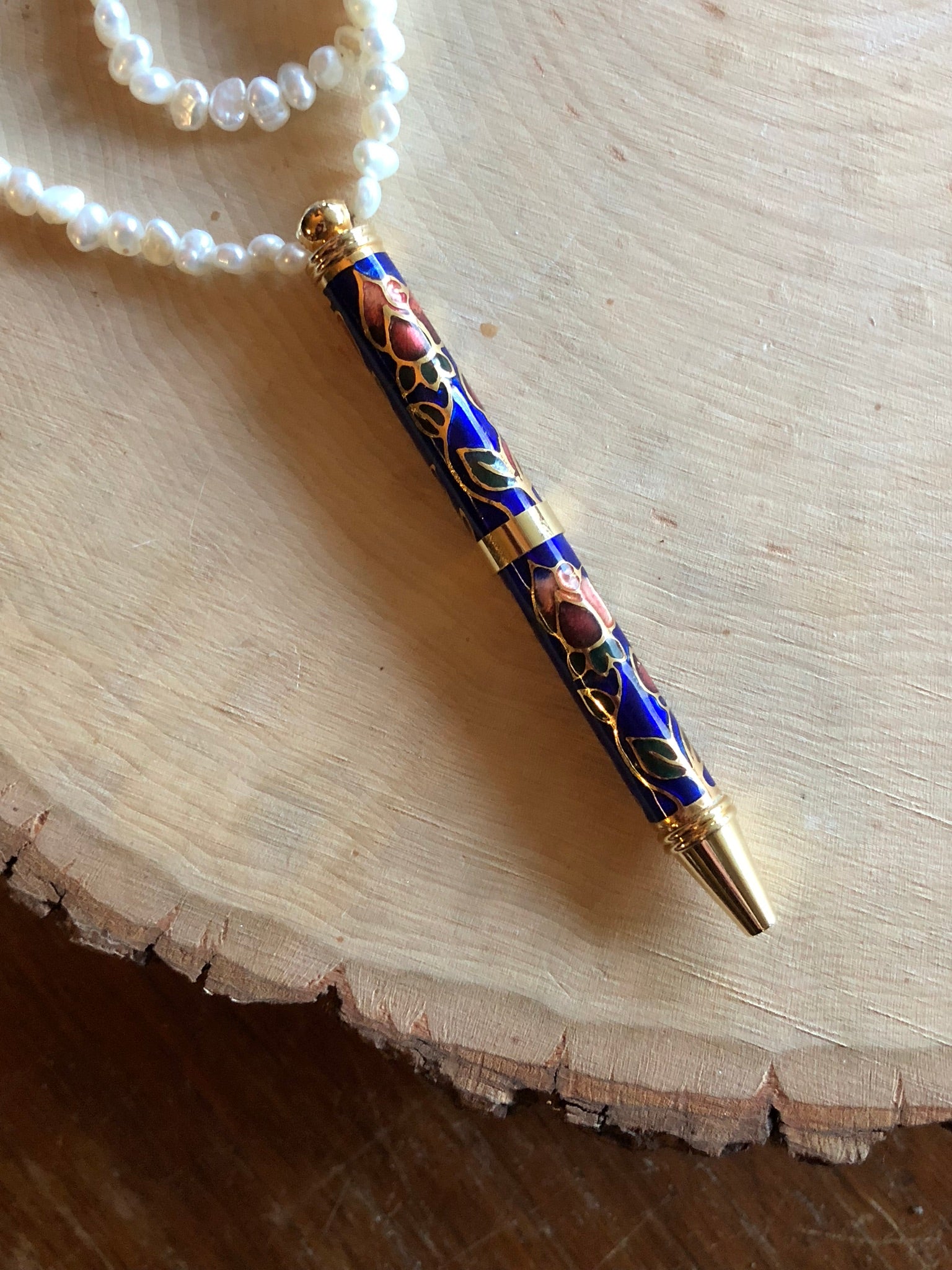 Cloisonne Pen + Pearl Necklace - AlphaVariable