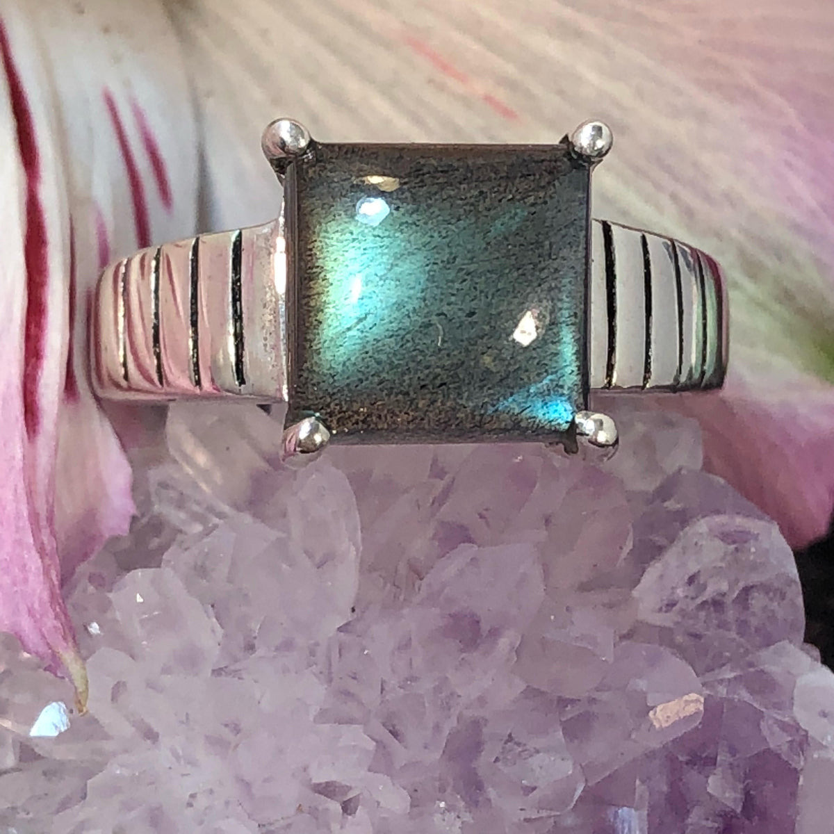 Labradorite Ring Sterling Silver Jewelry AlphaVariable