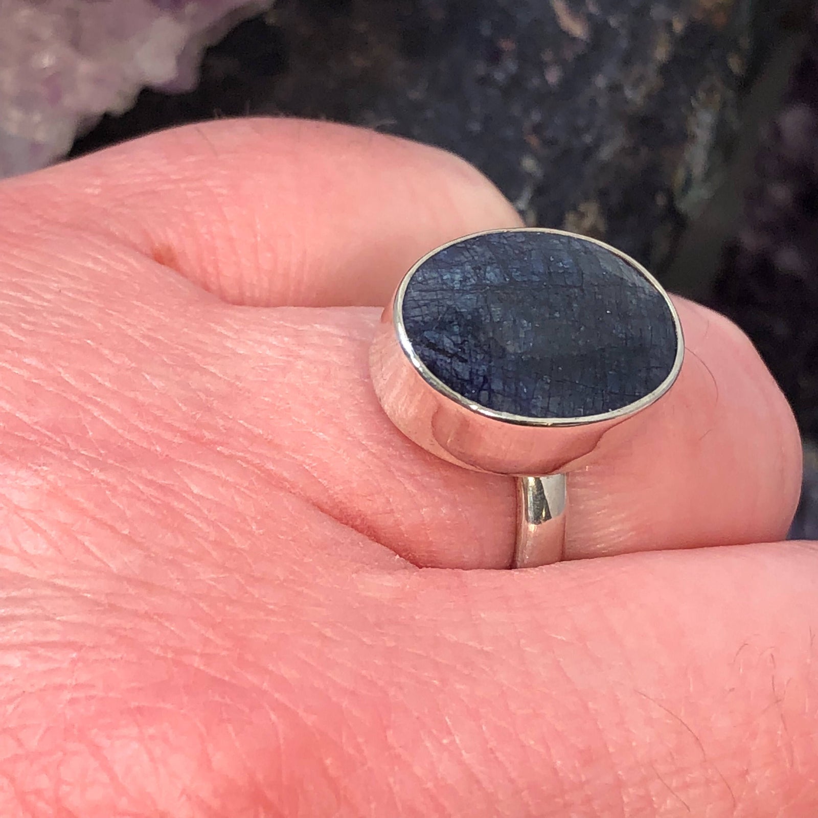 Sapphire Ring Sterling Silver Statement Ring - AlphaVariable