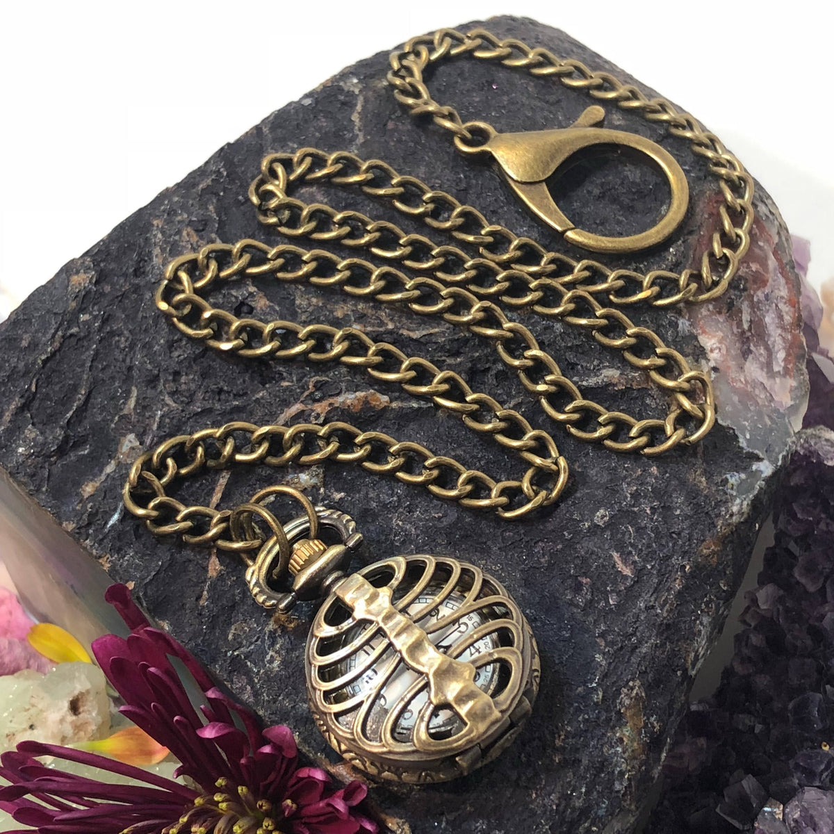 Rose Pocket Watch Steampunk PocketWatch Cosplay FREE Gift Box ...