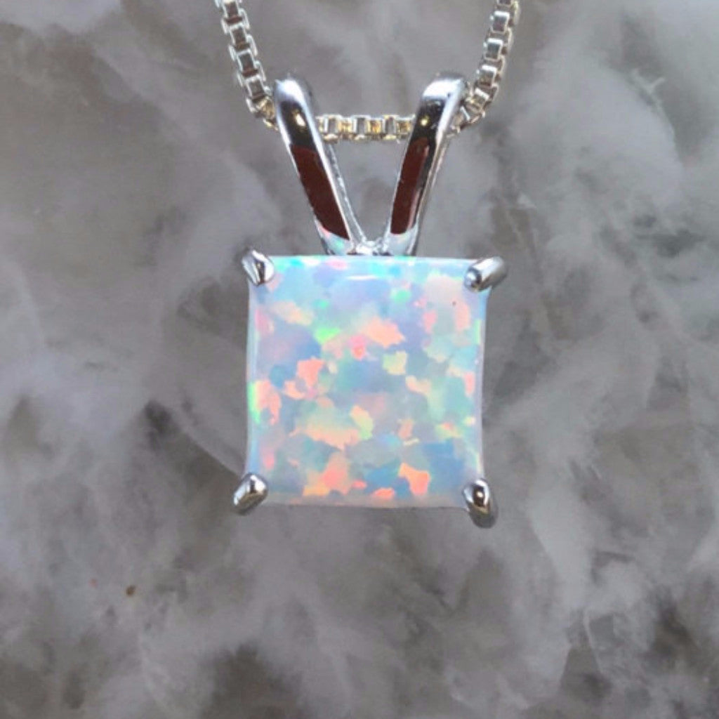 Square Opal Necklace - AlphaVariable